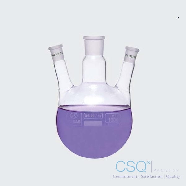 flask – round bottom – three neck – angled side arm | CSQ Analytics