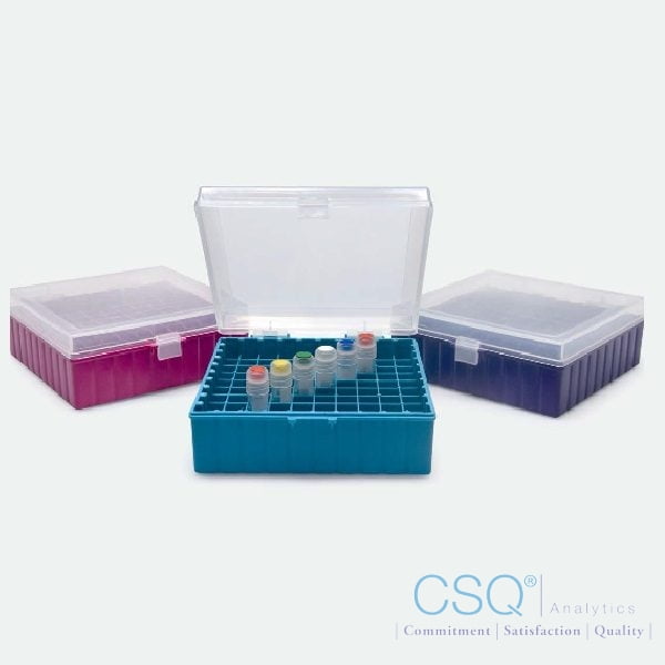 tube box – P.P – 100 well – hinged lid | CSQ Analytics